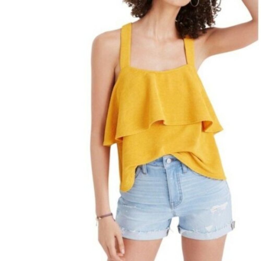 Madewell Tiered Tank Top Mustard Yellow - Gem